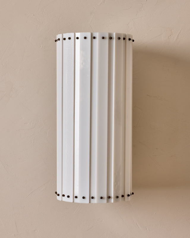 ADELE MILK GLASS ARC SCONCE – Robert True Ogden Lighting