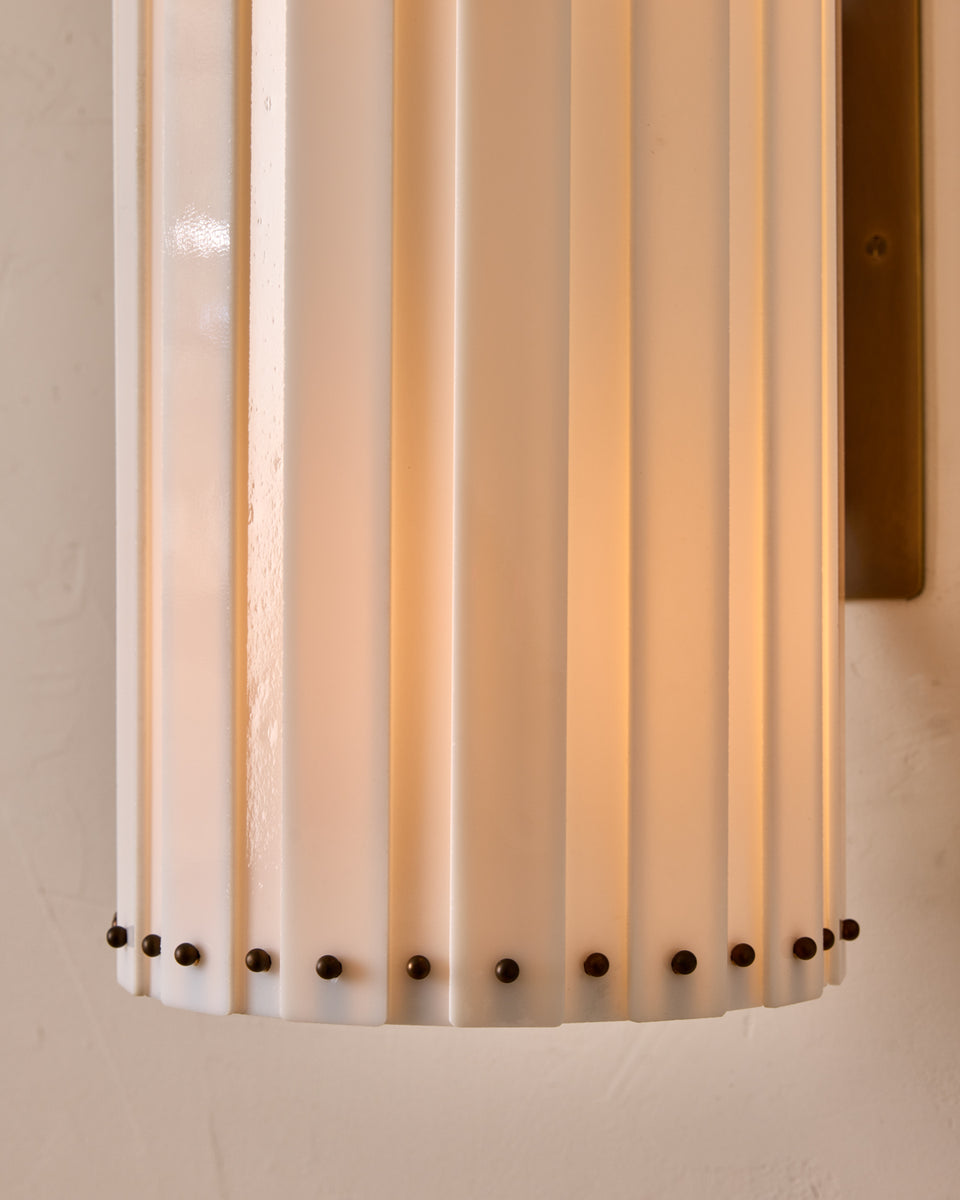 ADELE MILK GLASS ARC SCONCE – Robert True Ogden Lighting