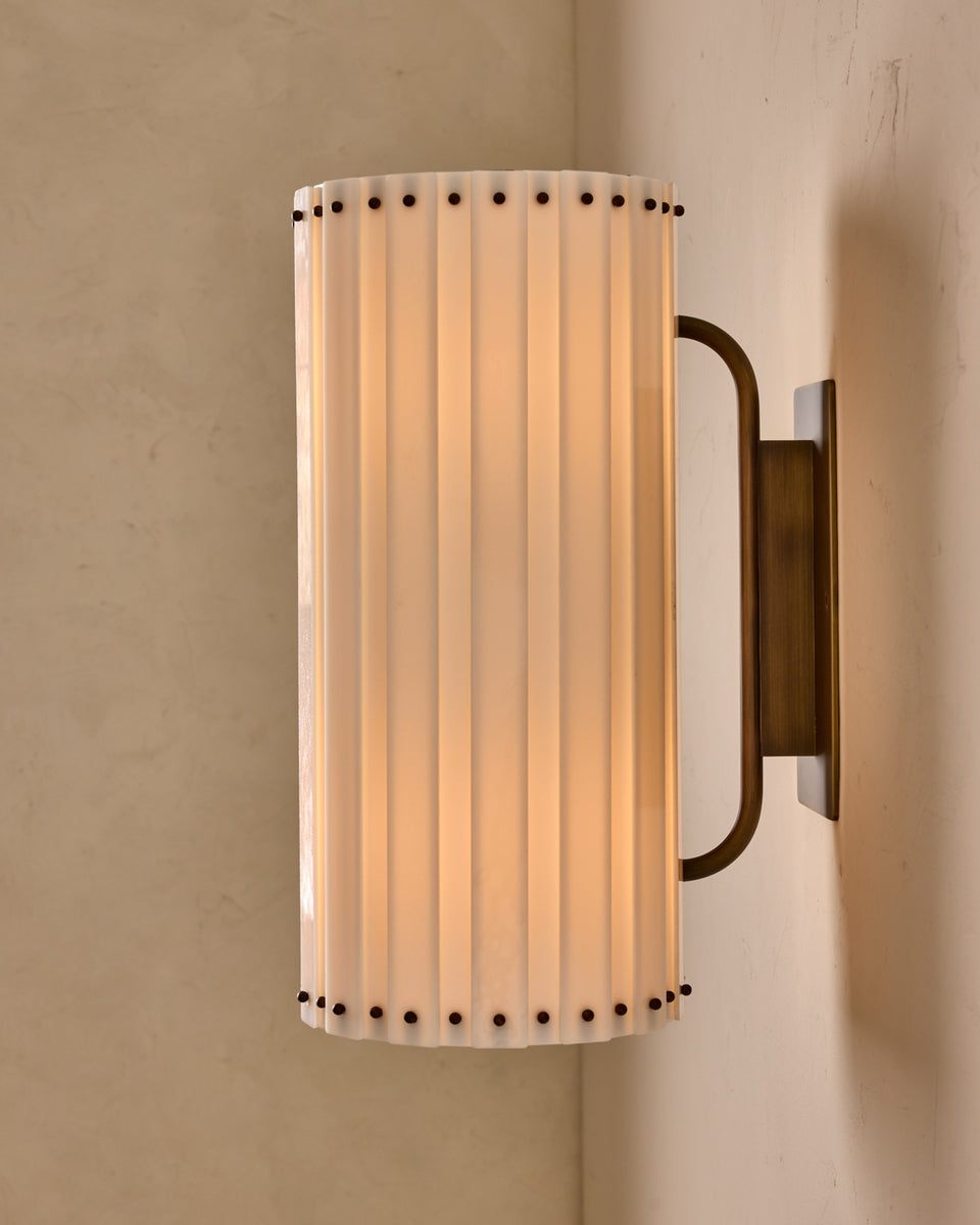 ADELE MILK GLASS ARC SCONCE – Robert True Ogden Lighting